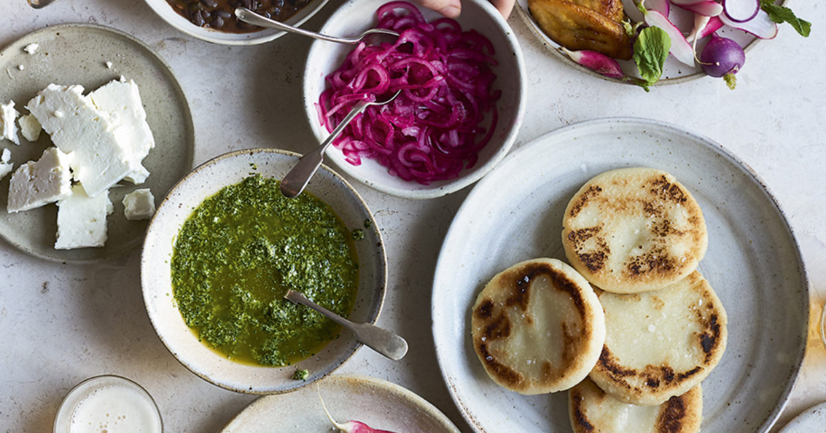 Food and Travel Magazine | Arepas with black beans and salsa verde