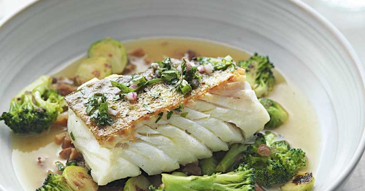 Food and Travel Magazine | Braised cod with herb vinaigrette, toasted…