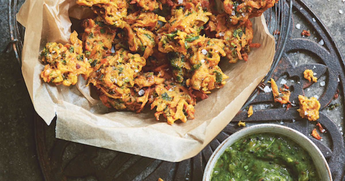 Food and Travel Magazine | Carrot and herb pakoras with mango chutney
