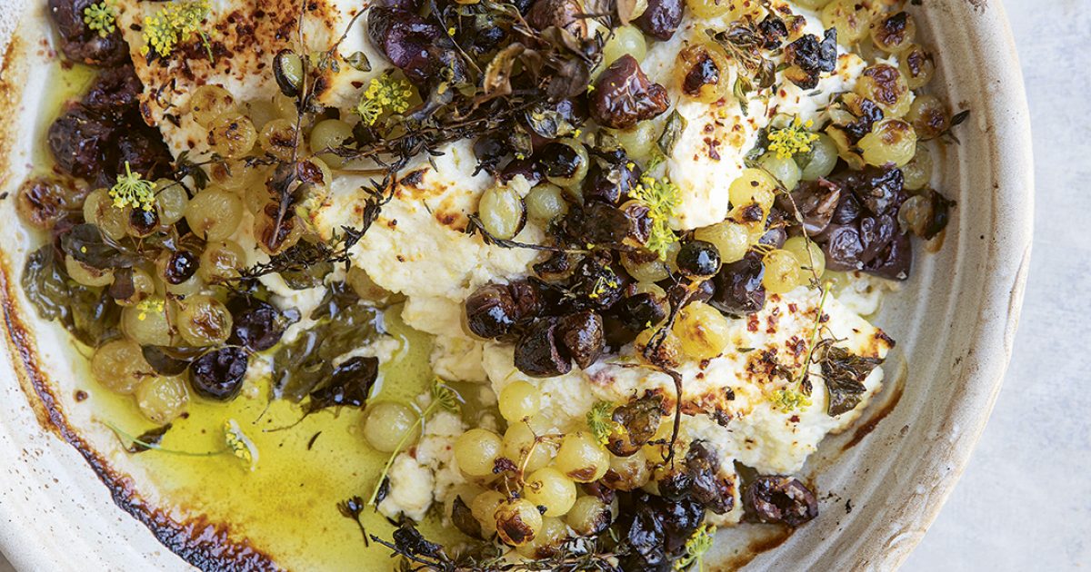 Food and Travel Magazine | Baked olives, grapes and ricotta