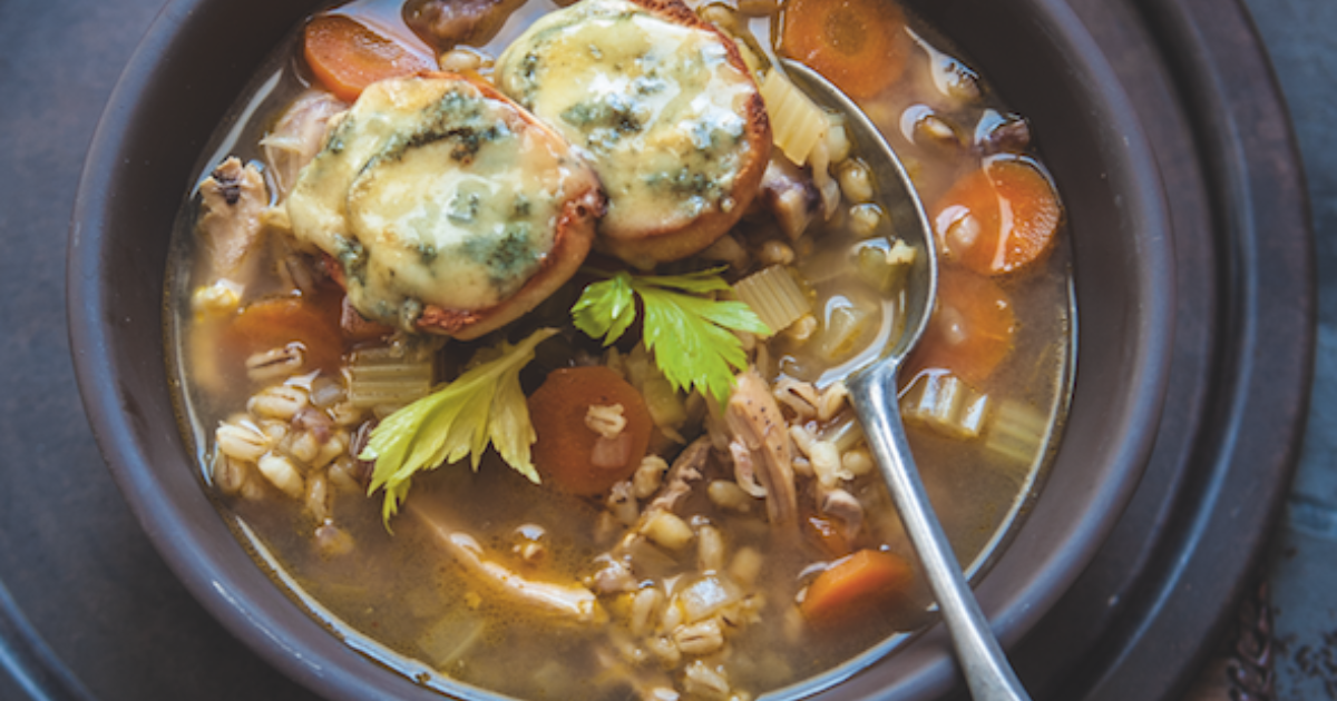 Food and Travel Magazine | Devilled turkey broth with Stilton toasts