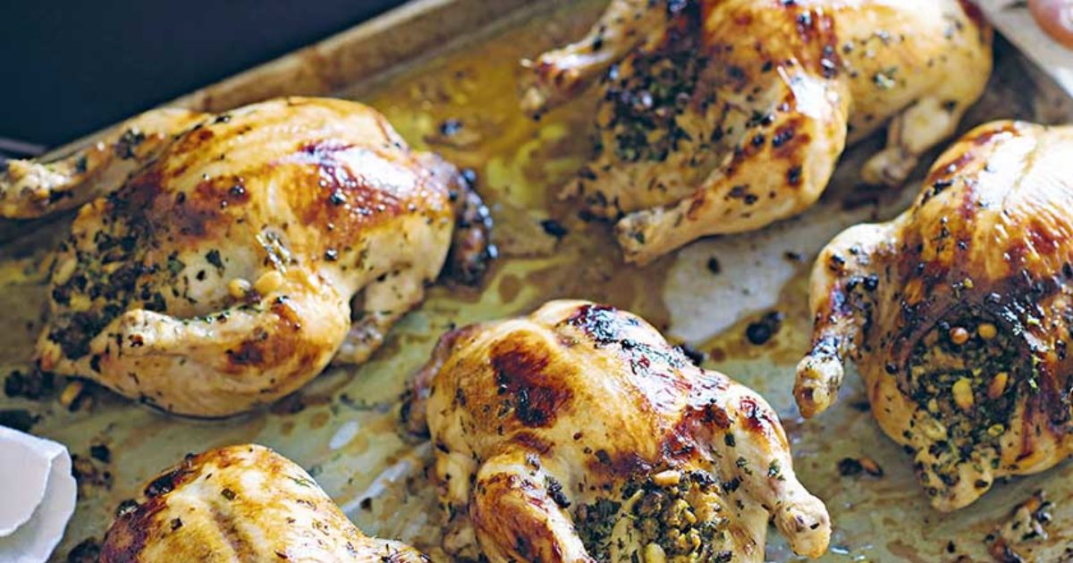 Food and Travel Magazine | Stuffed spatchcocks with lamb and pine nuts