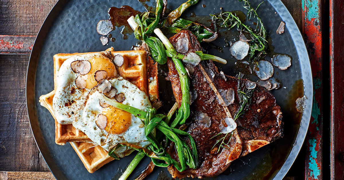 Food and Travel Magazine | T-bone steak and potato waffles